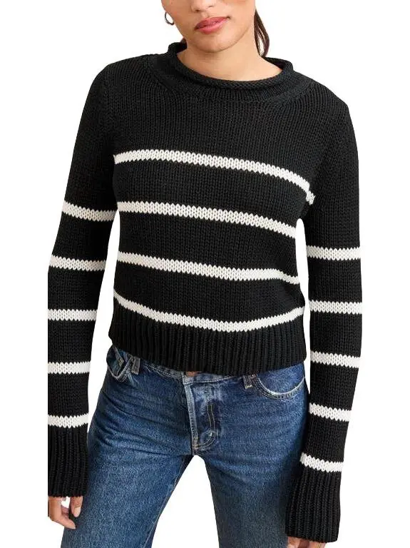 LA LIGNE Mini Marina Cotton Sweater - Black/cream