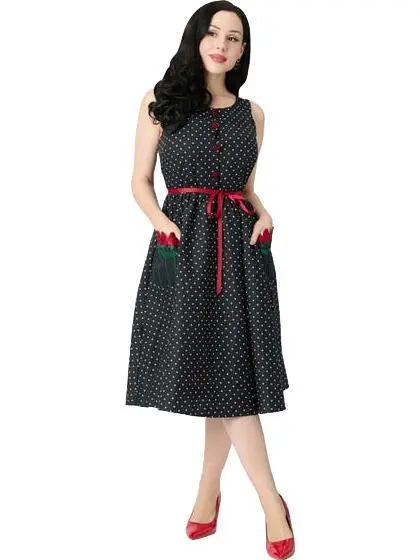 SMAK PARLOUR Tulip Pocket Swing Dress - Black Rose