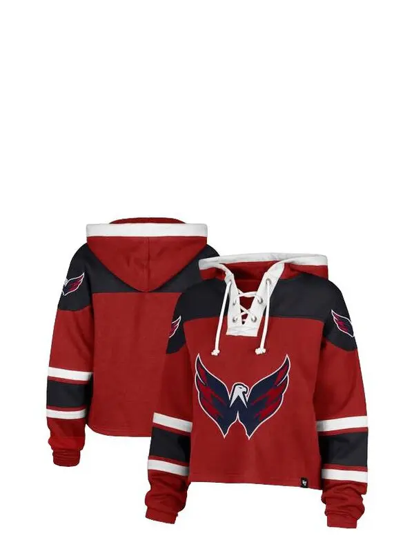 '47 Washington Capitals Cropped Lacer Hoodie - Red