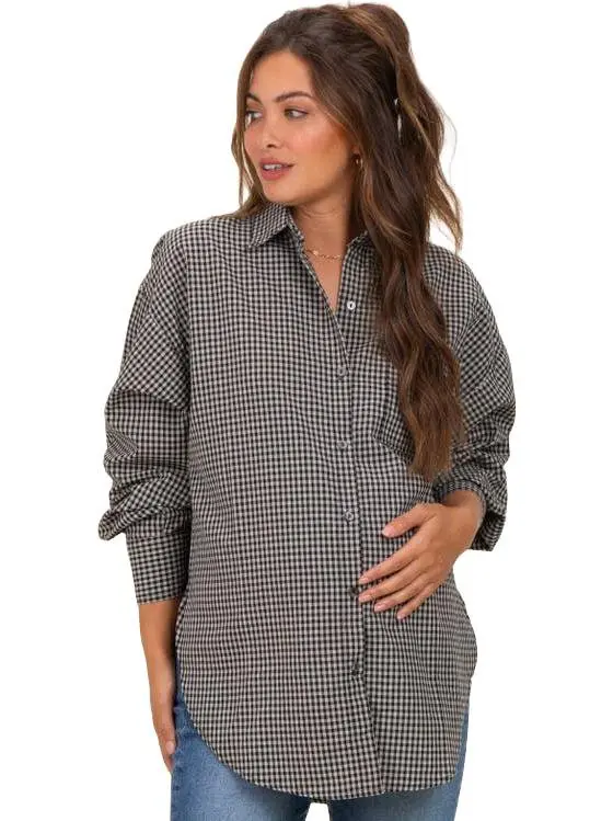 PINKBLUSH Plaid Linen Blend Button-down Shirt - Ivory