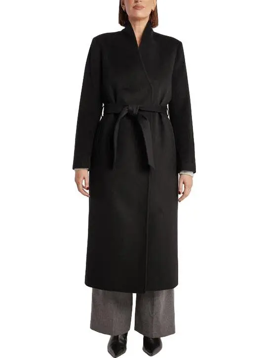 1982 Cashmere Belted Long Coat - Black