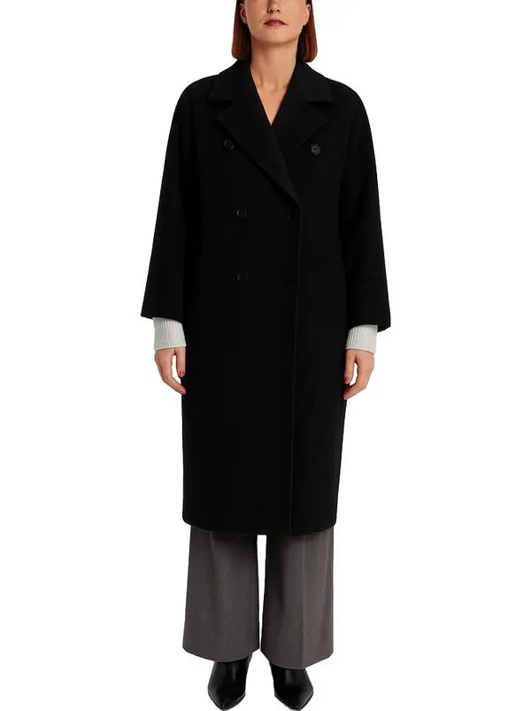 1982 Cashmere Double-breasted Long Coat - Black