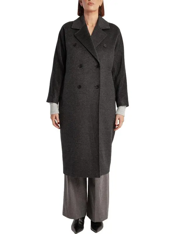 1982 Cashmere Double-breasted Long Coat - Charcaol