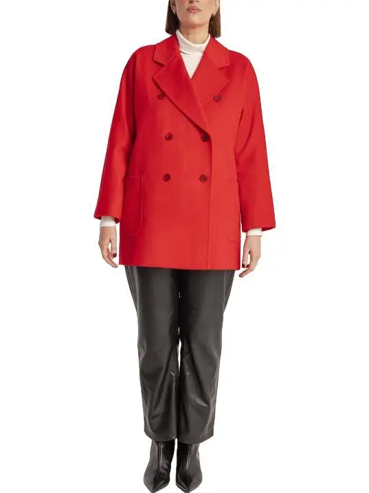 1982 Cashmere Double-breasted Short Coat - Red