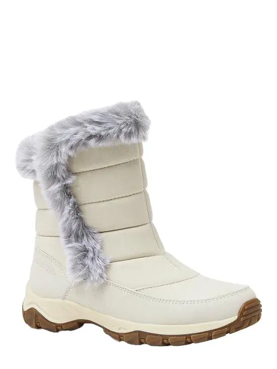 LANDS' END Expedition Faux Fur Waterproof Puffer Snow Boots - Whisper White