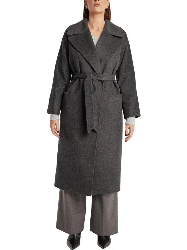 1982 Pure Cashmere Belted Midi Coat - Charcaol