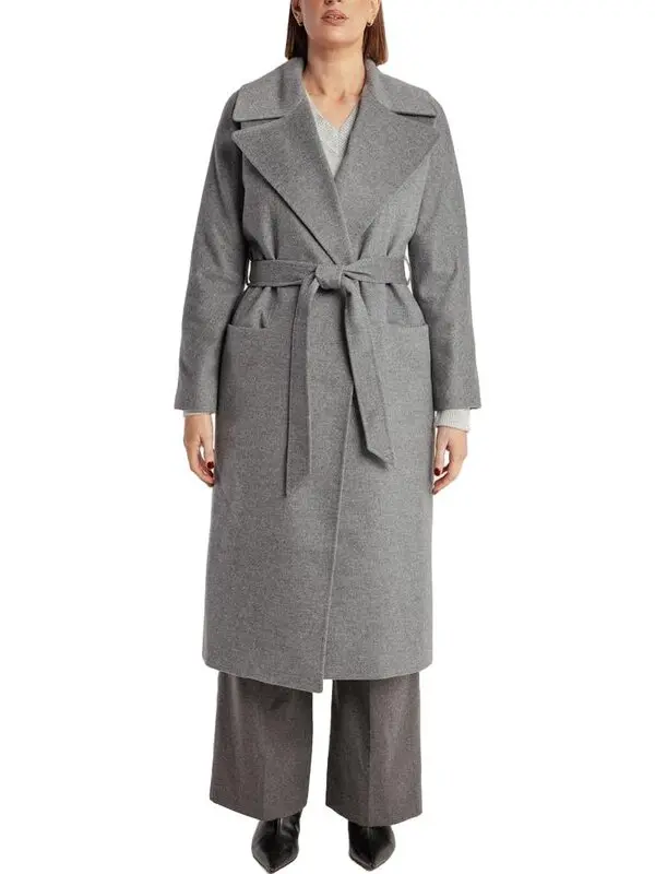 1982 Pure Cashmere Belted Midi Coat - Mid Grey