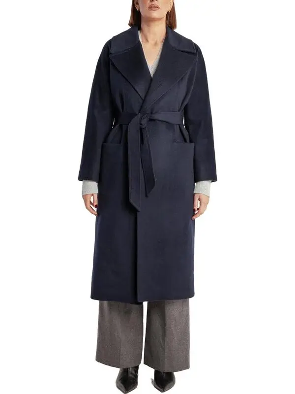 1982 Pure Cashmere Belted Midi Coat - Navy