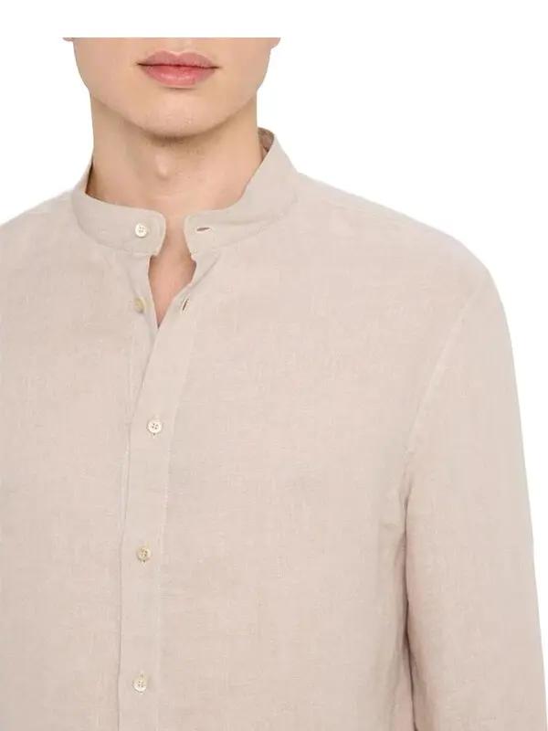Brunello Cucinelli Apos;s Linen And Cotton Band Collar Button-down Shirt - Juta