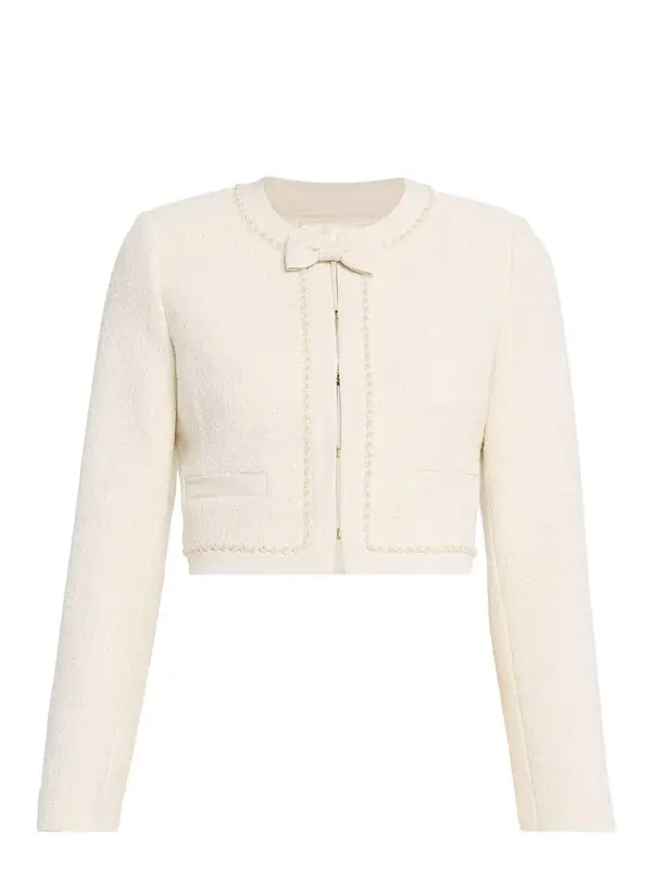 LoveShackFancy Ralphette Cropped Tweed Jacket - Cream
