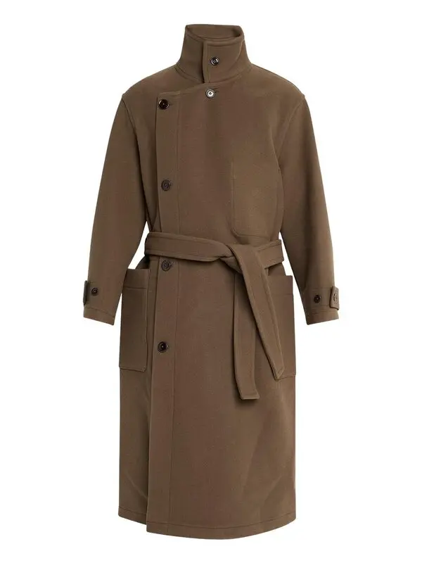 LEMAIRE Double Wool Wrap Coat - Dark Squir