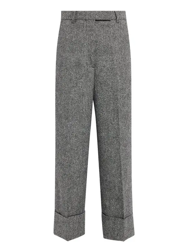 Thom Browne Wide-leg Cuffed Crop Trousers - Blk/wht