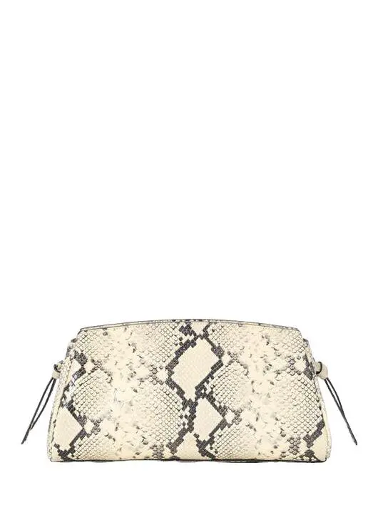 Staud Maude Convertible Leather Clutch - White Snake