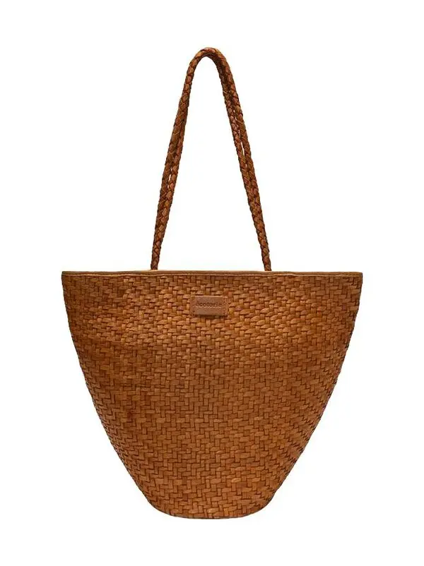 ECOTORIE Cotorie Arlington Woven Leather Bucket Bag - Tan