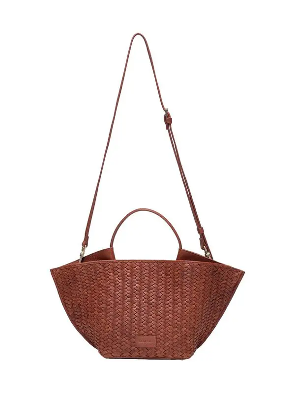 ECOTORIE Small Woven Crossbody Bag - Brandy
