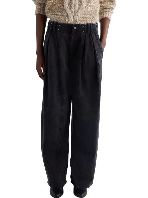 Isabel Marant Ireme Pleated Barrel Leg Jeans - Faded Black