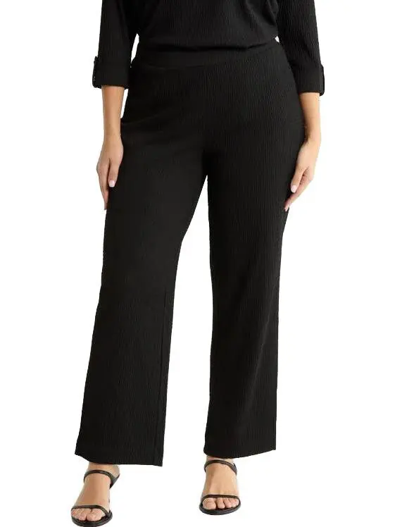 Anne Klein Ridge Knit Wide Leg Pants - Anne Black