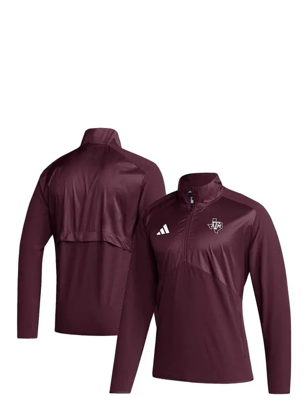 Adidas Texas A&m Aggies Sideline Aeroready Quarter-zip Jacket - Maroon