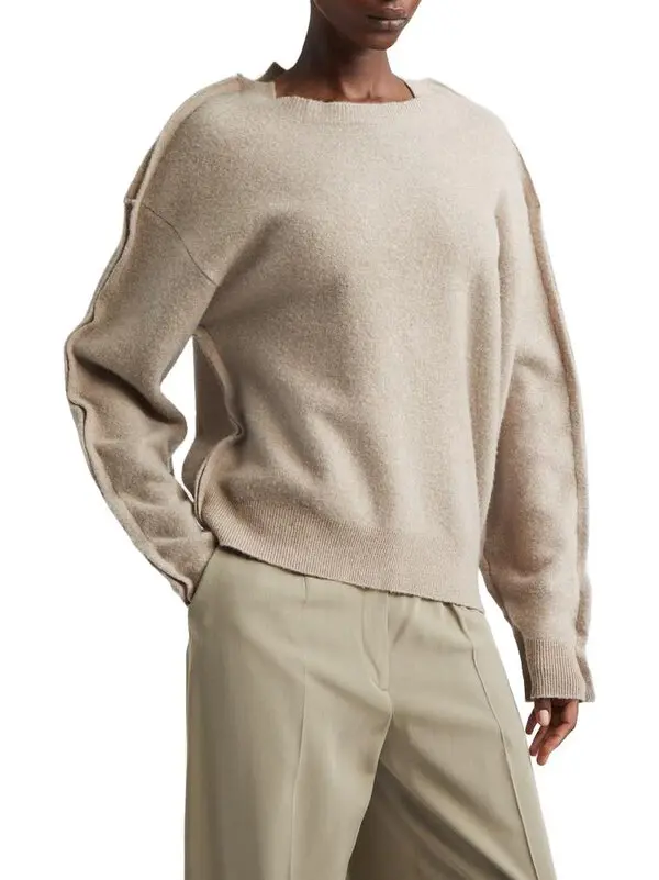 AISLING CAMPS Sculpted Wool Blend Pullover Sweater - Sand