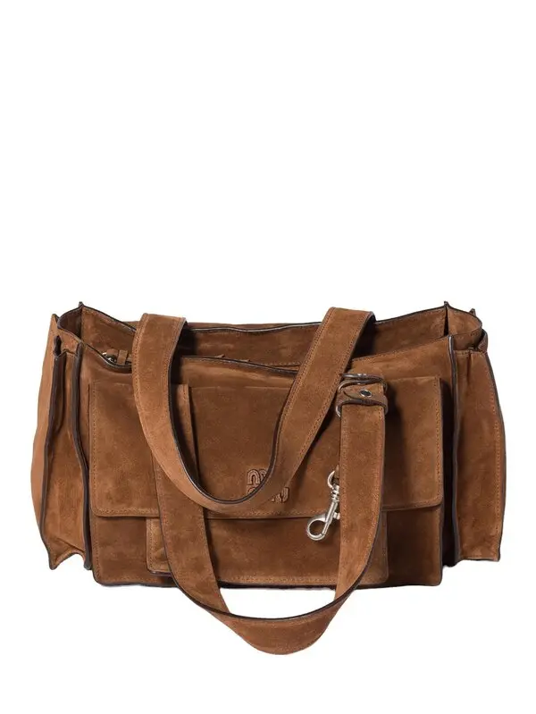 Miu Miu Suede Utility Shopper - Cocoa Brown