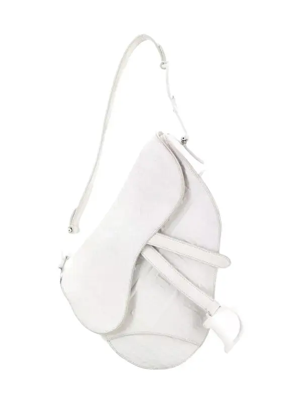 Dior Saddle Handbag Oblique Embossed Calfskin Medium Shoulder Bag - White
