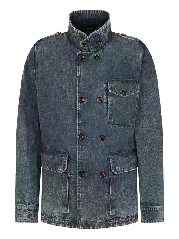 MOORER Button Denim Jacket - Blue
