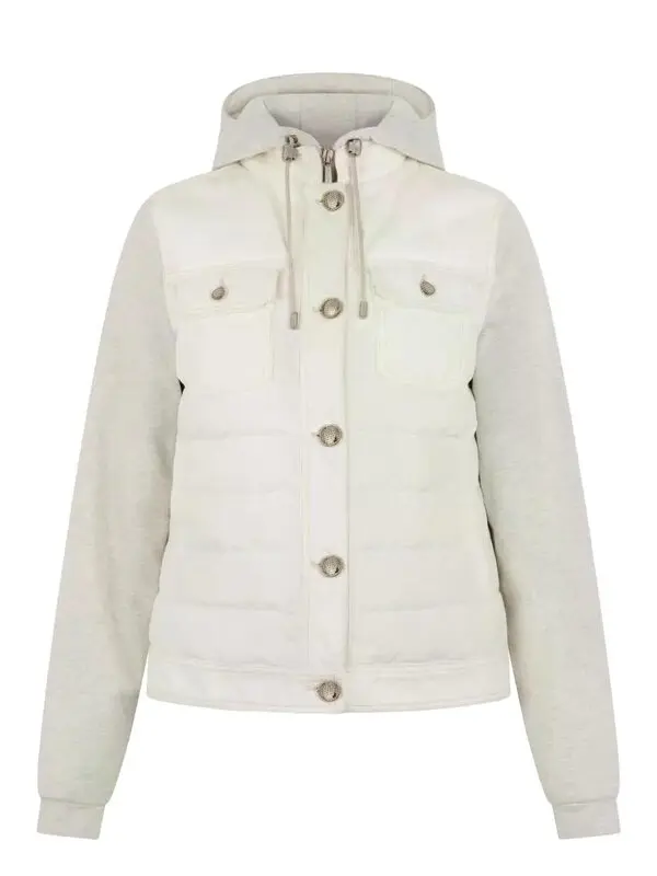 MOORER Button-front Hooded Puffer Jacket - White