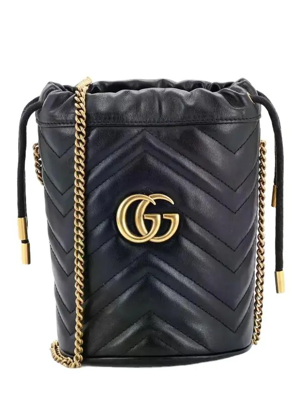 Gucci Gg Marmont Matelassé Leather Mini Bucket Bag - Black