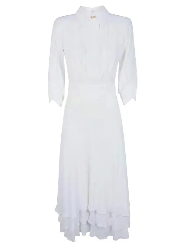 Elisabetta Franchi Ruffled Shirt Dress - White