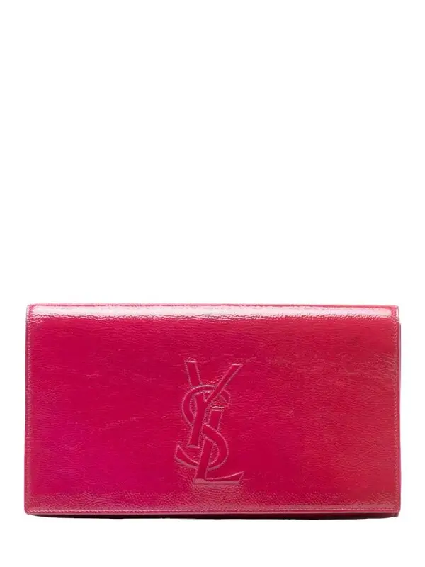 Saint Laurent 2013-2025 Large Textured Patent Belle De Jour Clutch - Pink
