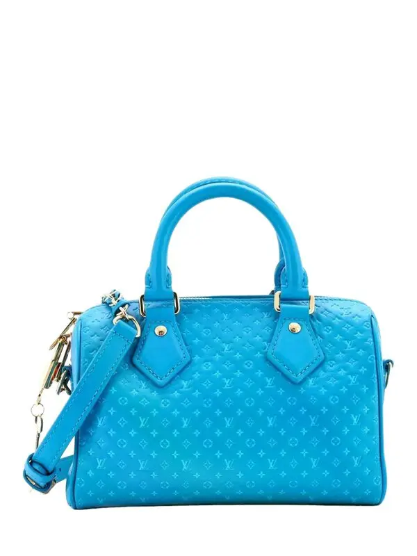 LOUIS VUITTON Speedy Bandouliere Nanogram 20 Satchel Embossed Leather - Blue