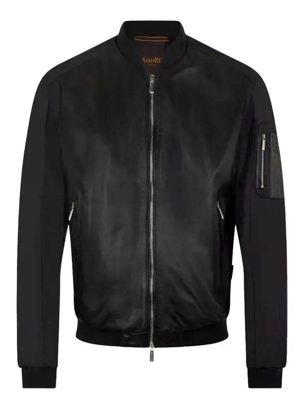 MOORER Zip-up Bomber Jacket - Black