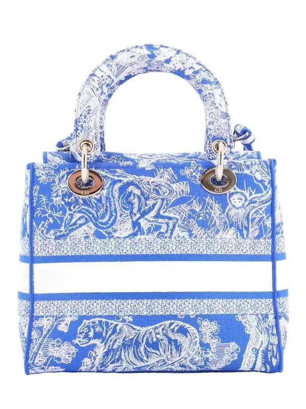 Dior Toile De Jouy Lady D-lite Embroidered Canvas Tote Bag - Blue
