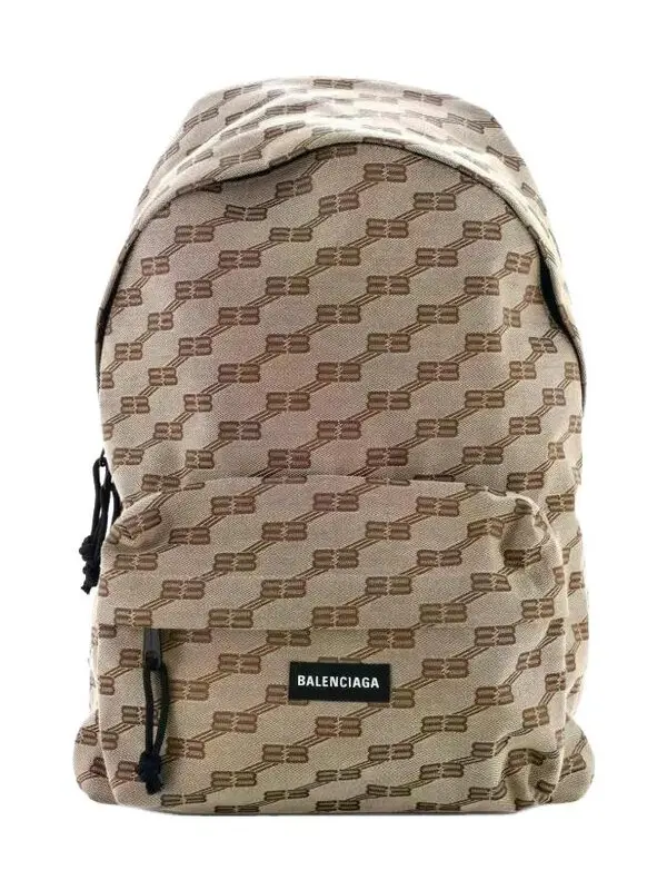 Balenciaga Signature Bb Logo Canvas Backpack - Brown
