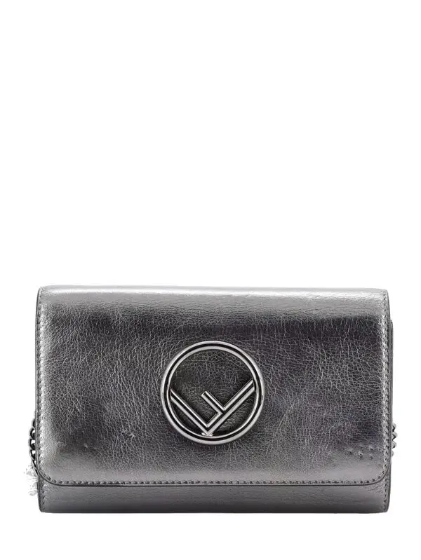 Fendi Wallet On Chain Leather Mini Shoulder Bag - Grey