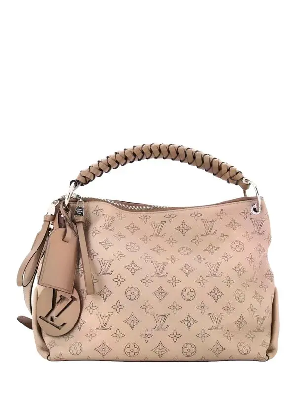 LOUIS VUITTON Braided Handle Mahina Leather Mm Hobo Bag - Neutrals