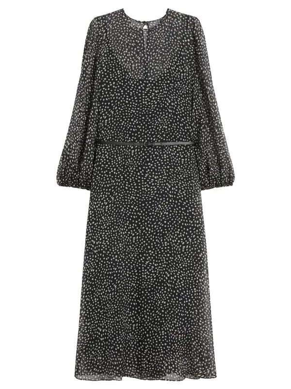 Max Mara Printed Chiffon Long Dress - Black