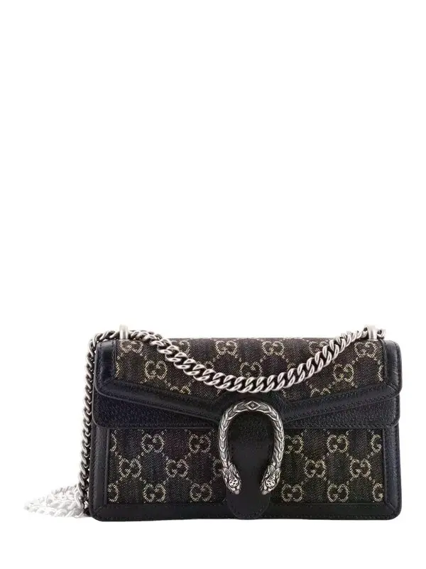 Gucci Dionysus Gg Denim Small Shoulder Bag - Black