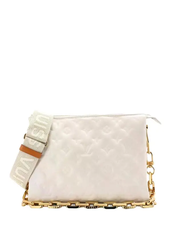 LOUIS VUITTON Coussin Pm Crossbody Bag Monogram Embossed Lambskin - White