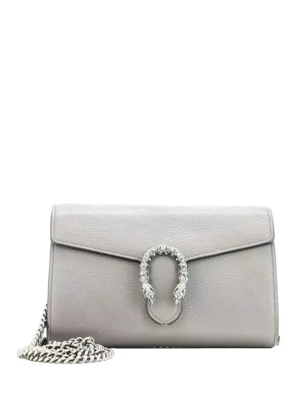 Gucci Dionysus Chain Wallet Leather Embellished Crossbody Bag - Grey