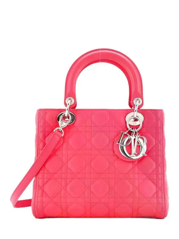 Dior Lady Bag Cannage Quilt Lambskin Medium Satchel - Pink