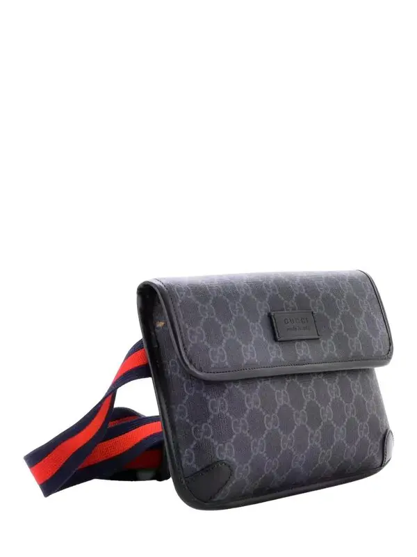 Gucci Web Flap Gg Coated Canvas Belt Bag - Black