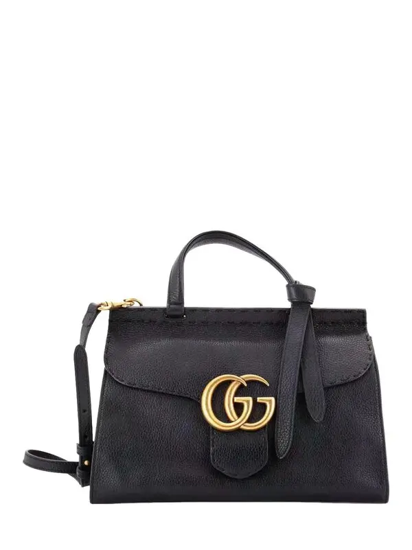 Gucci Gg Marmont Top Handle Small Satchel - Black