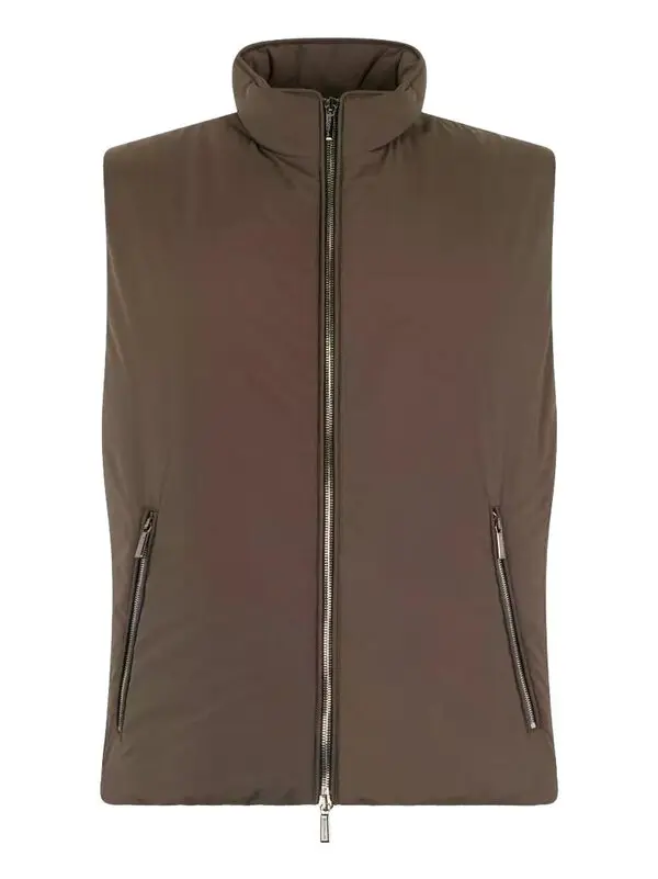 MOORER Zip-fastening Gilet - Brown