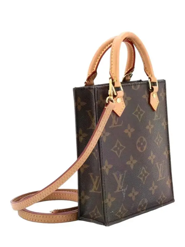 LOUIS VUITTON Petit Sac Plat Monogram Canvas Crossbody Bag - Brown