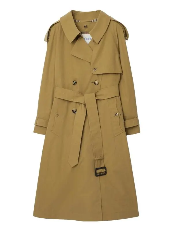 Burberry Long Canvas Fitzrovia Trench Coat - Lignum Brown