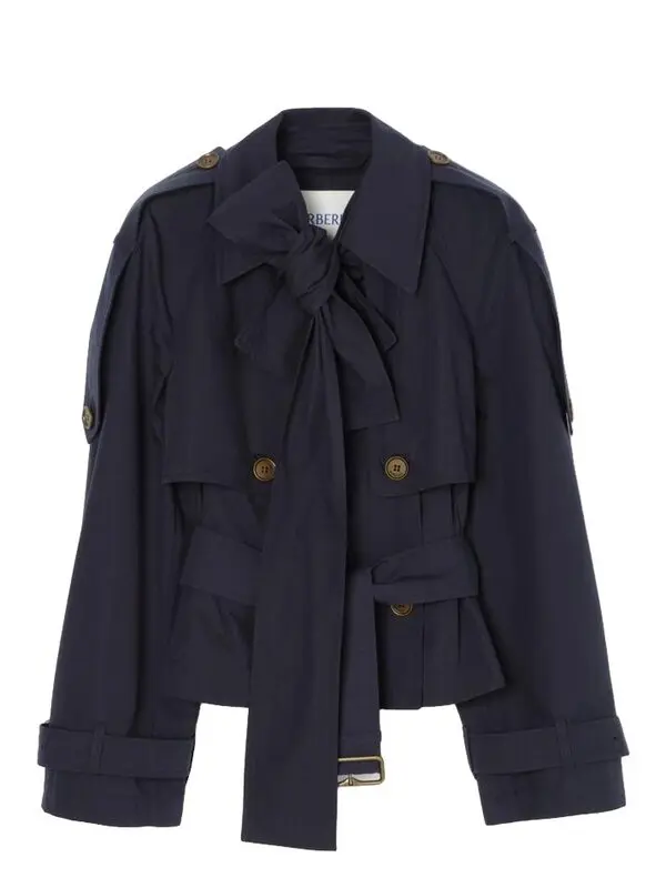 Burberry Short Canvas Trerose Trench Coat - Silhouette Blue