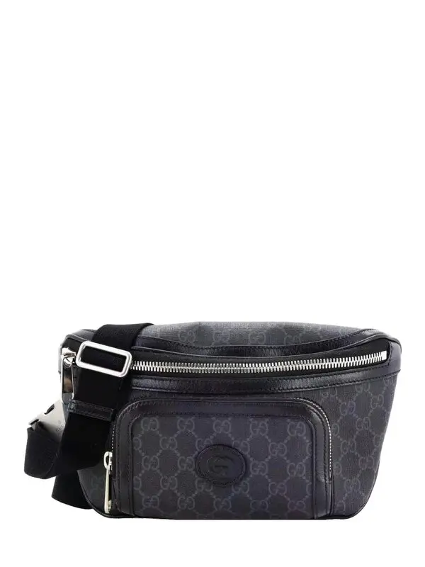 Gucci Interlocking G Patch Gg Coated Canvas Large Belt Bag - Black