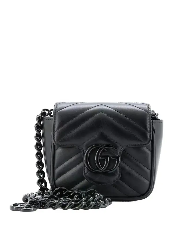 Gucci Gg Marmont Flap Matelasse Leather Mini Belt Bag - Black