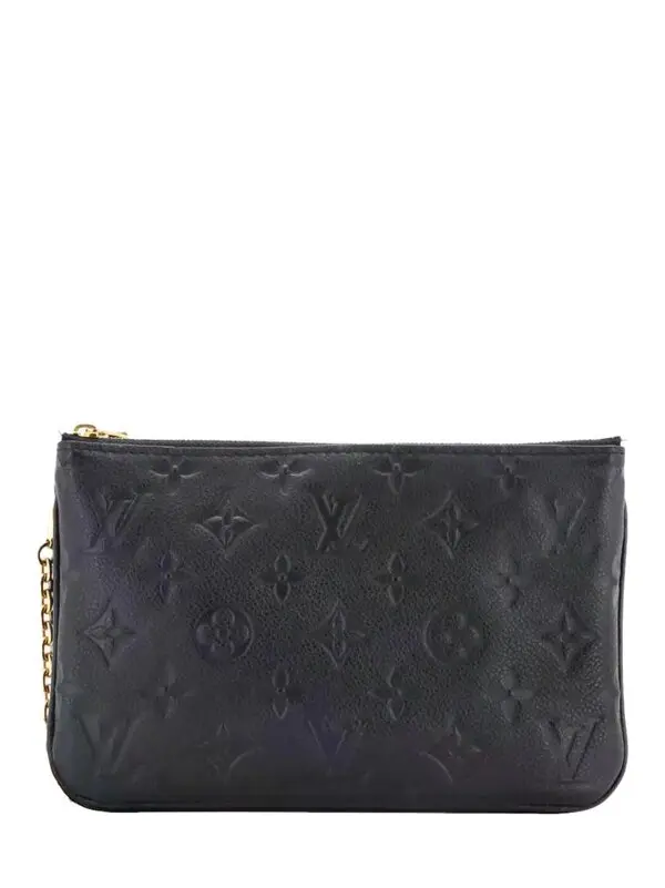 LOUIS VUITTON Double Zip Pochette Monogram Empreinte Leather Clutch - Black